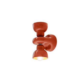 Ferroluce Berimbau Wandleuchte 2 Lichter Dec&ograve; aus Keramik Made in Italy C2601 Poke Orange