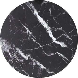 vidaXL Dessus de table noir &Oslash;90x1 cm verre tremp&eacute; avec design marbre - Vidaxl