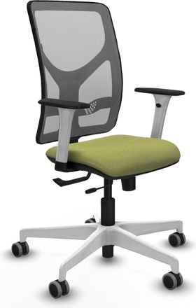 Piqueras y Crespo Arbeitsstuhl mit wei&szlig;en und schwarzen Armlehnen, h&ouml;henverstellbare Lendenwirbelst&uuml;tze, ausgestattet mit Syncro/Traslack und Schneideschaum, Grau/Olivg
