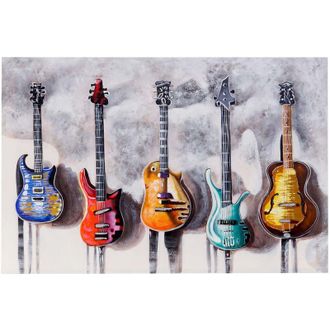 Hhg Wandbild Gitarren, 100% handgemaltes &Ouml;lgem&auml;lde 3D-Bild Gem&auml;lde xl, 120x80cm