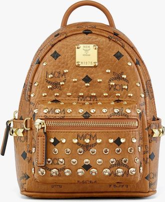 MCM Stark Bebe Boo Rucksack in Gold Crystal Visetos