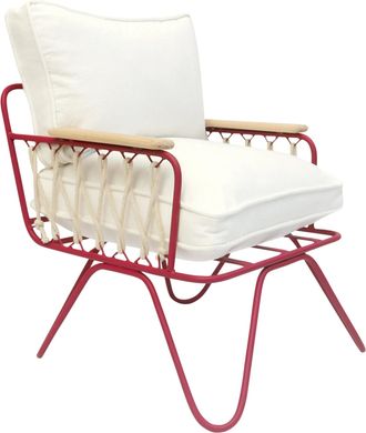 Honor&eacute; Fauteuil Baby Croisette en coton, structure m&eacute;tallique rouge Honor&eacute;