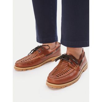 Tommy Hilfiger Halbschuhe Tommy Hilfiger Hilfiger Braided Lth Boat Shoe FM0FM05892 Braun