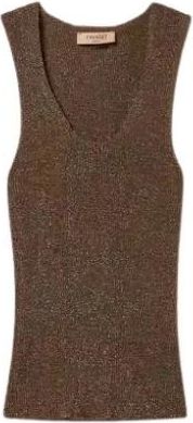 Twinset Femme, Tops, Brun, Taille: 36 FR Top en maille de lin avec lurex