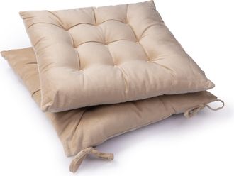 Paco Home Sitzkissen mit Befestigungsb&auml;nder 40x40 Stuhl B&uuml;rostuhl Kissen Stuhlkissen Innen Indoor versch. Farben 2er Set