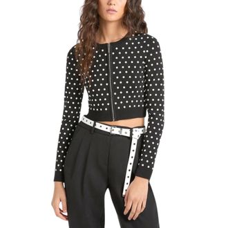 Michael Kors Femme, Pulls, Noir, Taille: 40 FR Gilet Court Zipp&eacute; &agrave; Clous