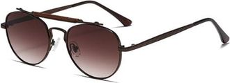 Generic Lunettes De Soleil Rondes En Métal À Grande Monture For Homme Et Femme, Idéales For La Conduite, La Plage, Les Vacances Ou La Photographie(Brown)
