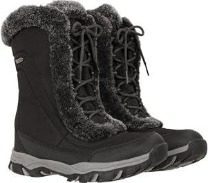 Mountain Warehouse Ohio Bottes de Neige pour Femme - Chaussures Anti-Neige en Fausse Fourrure pour Femme, testées thermiquement à -20 °C, Isotherm - Ski dhiver Noir 38