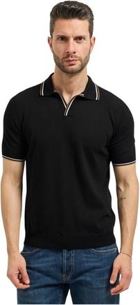 Gran Sasso Homme, Tops, Noir, Taille: 2XL Poloshirt avec Bordure Contrast&eacute;e