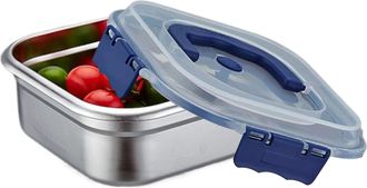 Generic Lebensmittelbeh&auml;lter aus Edelstahl - 20 cm quadratisch Metall Box luftdicht dicht dicht Deckel stapelbar Sch&uuml;ssel | Schule B&uuml;roarbeit Camping Picknick