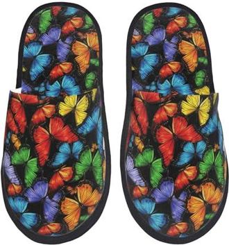 Generic L&eacute;g&egrave;re Pantoufles &agrave; Hiver Papillons color&eacute;s Chausson Maison Chaud Chaussons Homme pour Femme Ext&eacute;rieur Homme M