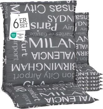 Beo Barcelona Niedriglehner Gartenstuhlauflagen 6er Set | Waschbar, Atmungsaktiv & UV-beständig | Öko-Tex Standard | Extra Dicke Sitzkissen Outdoor für Ko