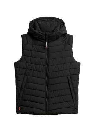 Superdry Herren Fuji Sport Steppweste mit Kapuze Schwarz XXL