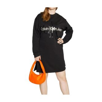 Calvin Klein Monogram Sweatshirt Kleid - - Dresses - Damen - Schwarzk - XS