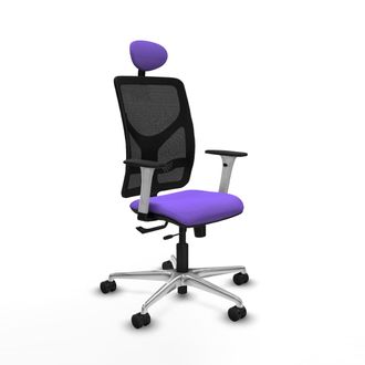 Piqueras y Crespo B&uuml;rostuhl mit hoher R&uuml;ckenlehne, mit wei&szlig;en und schwarzen Armlehnen, h&ouml;henverstellbare Lendenwirbelst&uuml;tze und festes Kopfteil, Schwarz/Lila