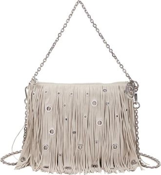 La Carrie Femme, Sacs, Beige, Taille: ONE Size Fringes Clutch Bag