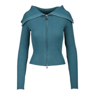 Patrizia Pepe Femme, Pulls, Vert, Taille: 38 FR Cardigan &agrave; Fermeture &Eacute;clair C&ocirc;tel&eacute;