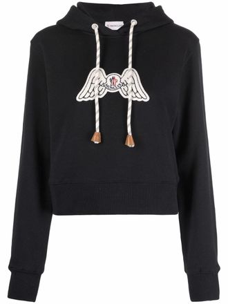 Palm Angels x Moncler Hoodie mit Flügel-Patch - Schwarz