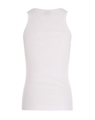 Pinko Womens Ribbed Tank Top Love Birds White White-Snow Main: Cotton Vests & Tops White/snow