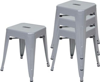 Hhg jamais utilisé] 4x tabouret 787 en métal, design industriel, empilable, gris