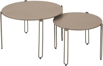 Oviala Lot de 2 tables basses gigognes de jardin taupe