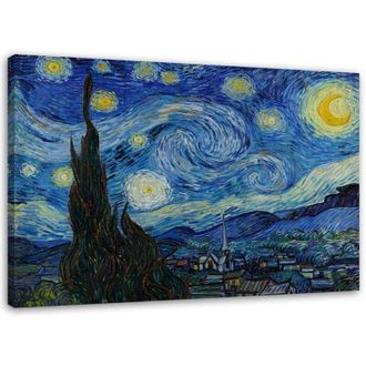 Feeby Feeby - Tableau sur toile, Nuit &eacute;toil&eacute;e - Reproduction v. van Gogh - 100x70