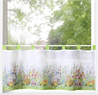 Heimtexland Fensterdekoration Ostern Scheibengardine Osterdeko Osterhasen Deko Gardine Transparent Typ787