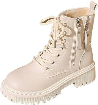 Generic Bottines Femme Grande Taille Bottes Courtes Chaudes Doublure Polaire Bottes &agrave; Fermeture &eacute;clair Style Britannique Warm Short Boots Chic et Elegant 39 B