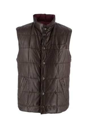 Brunello Cucinelli Brown And Burgundy Reversible Gilet Size L