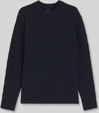 Boss Orange by Hugo Boss Pullover aus Schurwolle mit Zopfstruktur