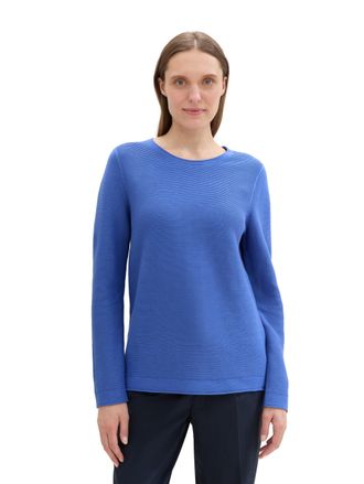 Tom Tailor Damen Basic Strickpullover aus Bio-Baumwolle, 10619 - Preppy Jean Blue, S