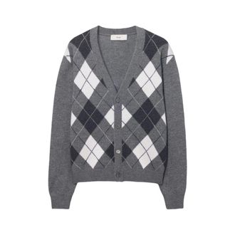 Dunst V-Ausschnitt Argyle Cardigan - - Knitwear - Herren - Grau - M