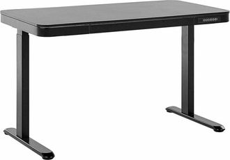 Beliani Beliani - Schreibtisch Schwarz Faserplatte 120 x 60 cm Verstellbar mit USB-Port Metallgestell Rechteckig Industriell Modern B&uuml;ro Jugendzimmer