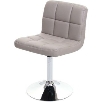 Hhg jamais utilis&eacute;] Chaise de salle &agrave; manger Kavala, chaise de cuisine, pivotante, simili cuir taupe-gris base chrom&eacute;e