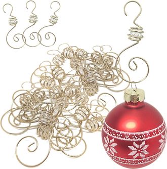 Com-Four 24x Premium Kugelaufh&auml;nger f&uuml;r Weihnachtsbaumschmuck - 7 cm Anh&auml;nger f&uuml;r Christbaumkugeln - Spiralhaken perfekt f&uuml;r Weihnachtskugeln und Dekoration - 