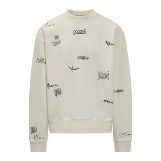 Marni Homme, Sweatshirts et sweats &agrave; capuche, Blanc, Taille: 2XL Logo SweaT-shirt