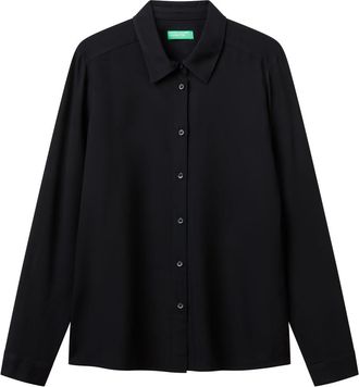 Benetton Damen Camicia 5wpwdq0b0 Hemd, Schwarz, X-Small
