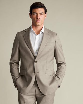 CHARLES TYRWHITT Von Natur aus elastisches Luxusanzug-Sakko aus Twill - Taupe