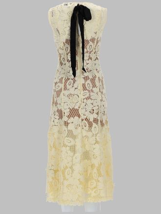 Self Portrait Floral Crochet Fitted Midi Dress - Yellow