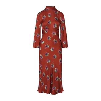 Liu Jo Robe midi &agrave; fleurs - Femme - Robes - Brun - Taille: 38 FR