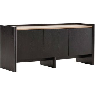 Oviala Meuble TV &eacute;pur&eacute; rectangulaire L120 cm bois noir