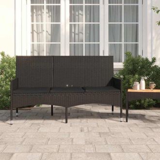 vidaXL vidaXL Banc de jardin &agrave; 3 places avec coussins Noir R&eacute;sine tress&eacute;e