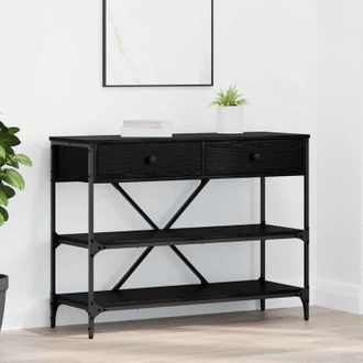 vidaXL Table console avec tiroir Ch&ecirc;ne noir Bois ding&eacute;nierie Vidaxl