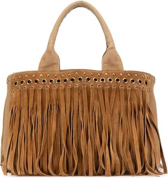Prada Hobo Bags - Canvas Canapa Fringe Satchel - Gr. unisize - in Braun - f&uuml;r Damen