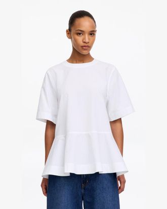 Arket T-Shirt Aus Pima-Baumwolle Mit Sch&ouml;&szlig;chen -Wei&szlig;