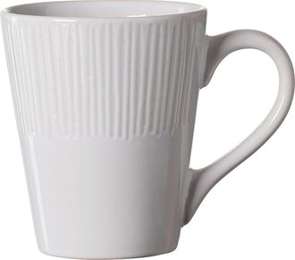 Ritzenhoff & Breker Banda Henkelbecher, 315 ml, Kaffeebecher mit Streifen-Relief, Minimalistisches Geschirr in Coupe-Form, Spülmaschinenfest, Steingut, Weiß