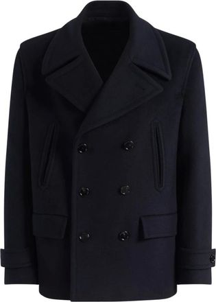 Dondup Manteau Pea en Velours M&eacute;lange Laine - Homme - Manteaux - Bleu - Taille: M