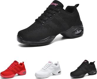 Generic Chaussures de jazz pour femme, baskets de danse à semelle fendue, baskets de danse en ligne, chaussures de danse en maille, semelle légère et respiran