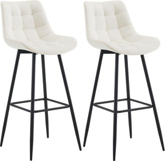 Clp Lot de 2 tabourets de bar Dartford Cr&egrave;me Velours