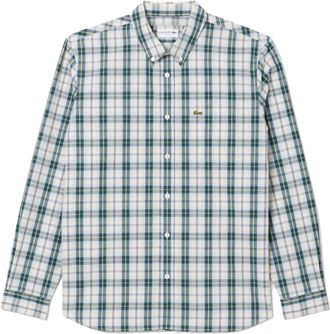 Lacoste Homme, Chemises, Vert, Taille: L Chemise &agrave; Carreaux &Eacute;cossais en Popeline Coupe R&eacute;guli&egrave;re